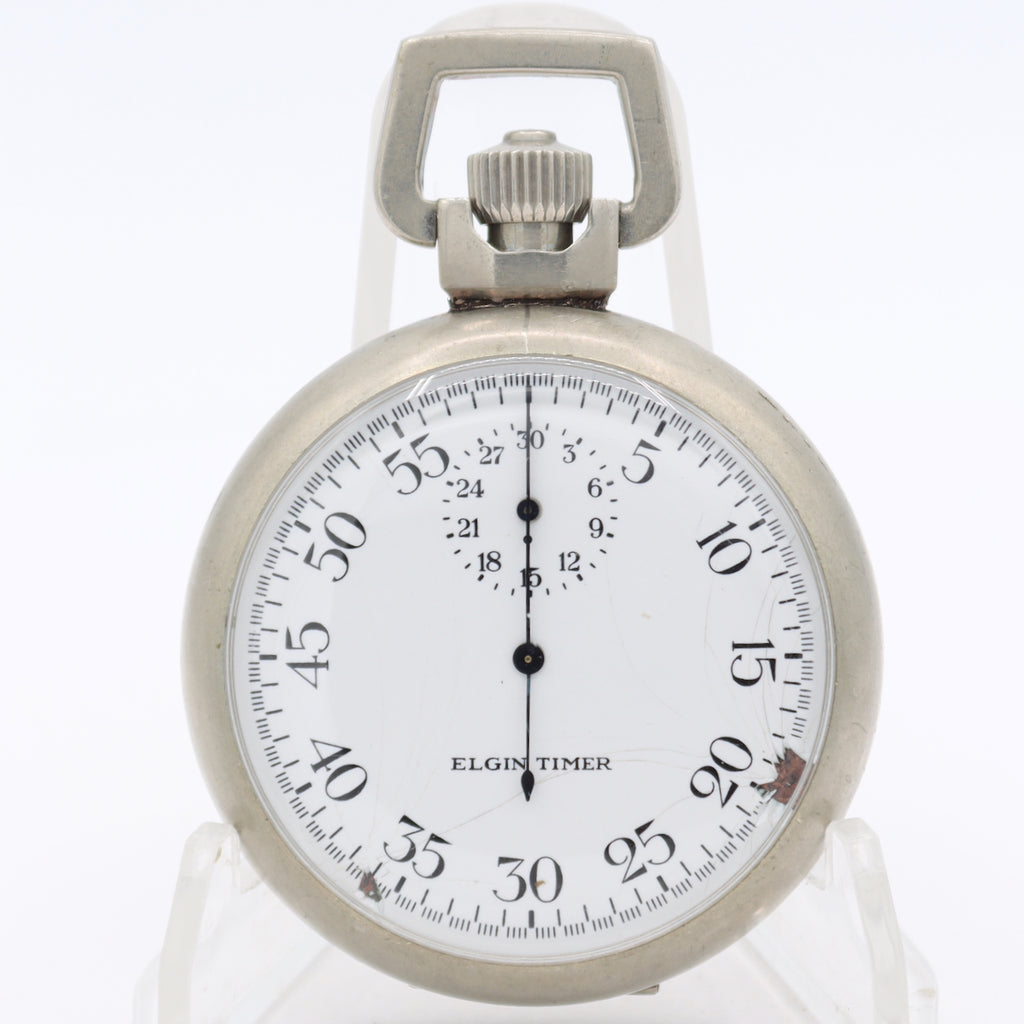 Vintage 1944 Elgin Timer 15 Jewel Mechanical Open Face Stop Watch 582
