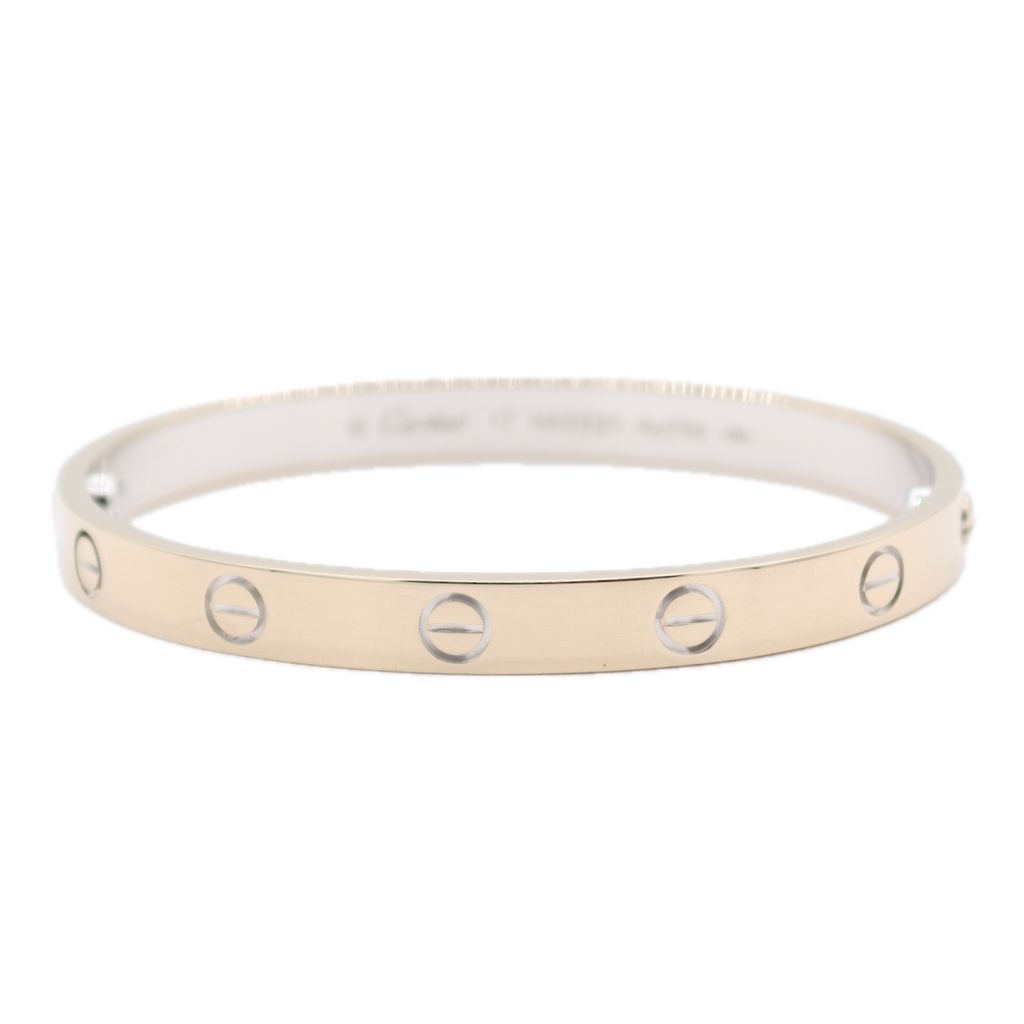 17cm Cartier LOVE Ladies Bracelet 18k White Gold W/Box and W. Gold Scr