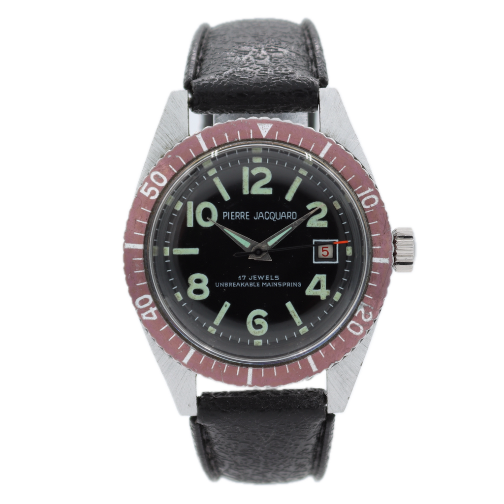 Vintage 37mm Pierre Jacquard Diver 17 Jewel Men's Mechanical Wristwatc
