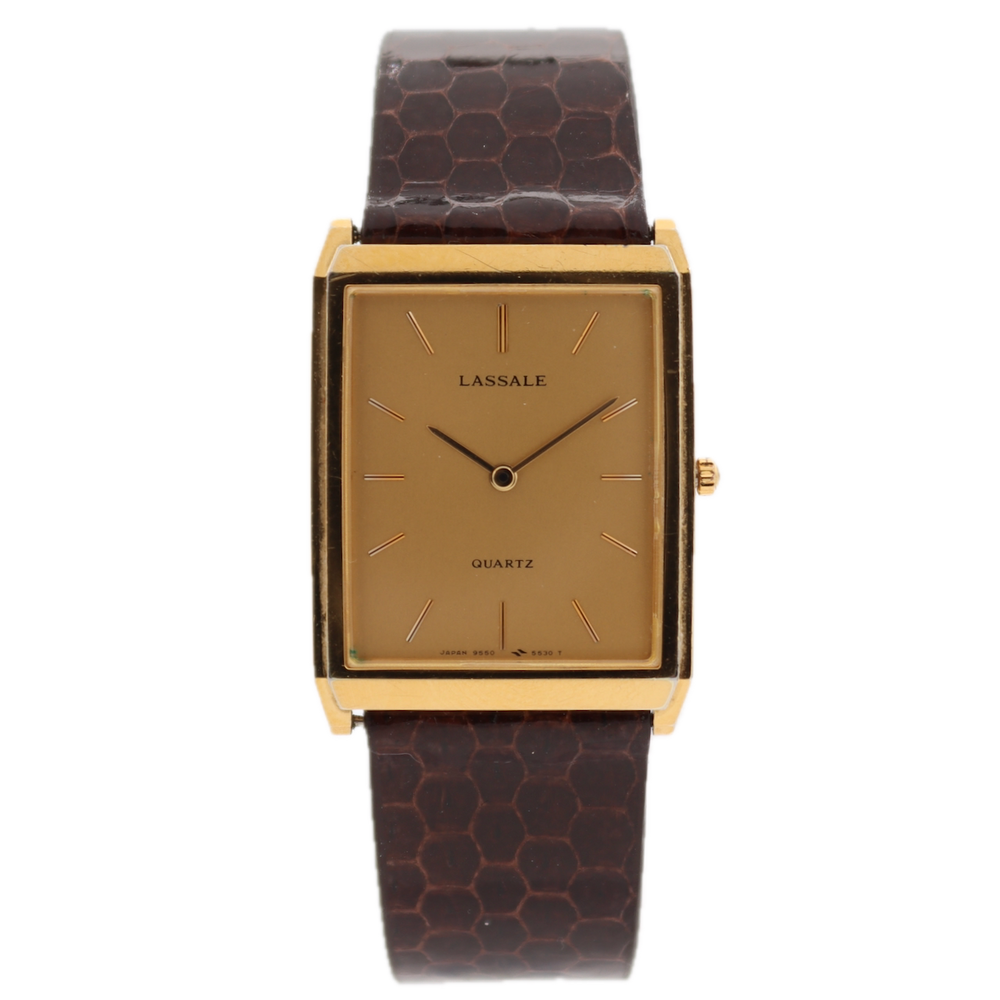 25mm Seiko 9550-5489 Lassale Men's Quartz Wristwatch Gold Tone Ultra-t