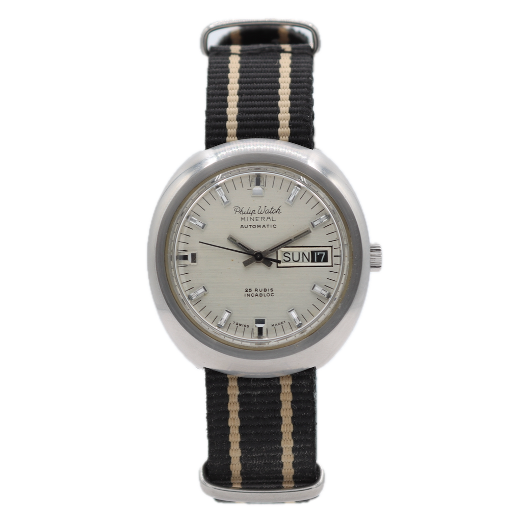 Philip Watch Mineral Day Date Men's Automatic Wristwatch ETA 2789-1 Sw