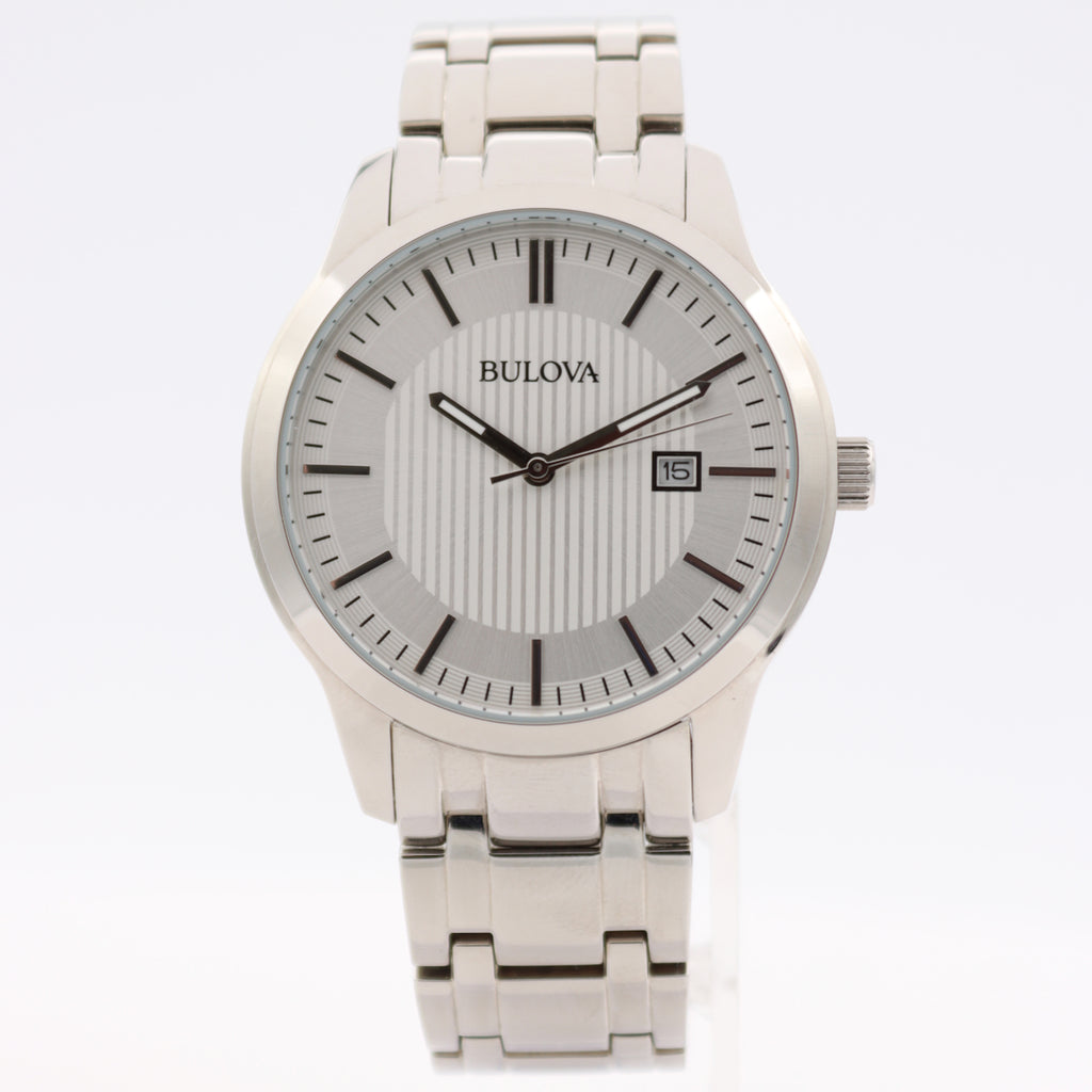 40mm Bulova Date 96B245 Classic Silver Dial Men's Quartz Wristwatch US